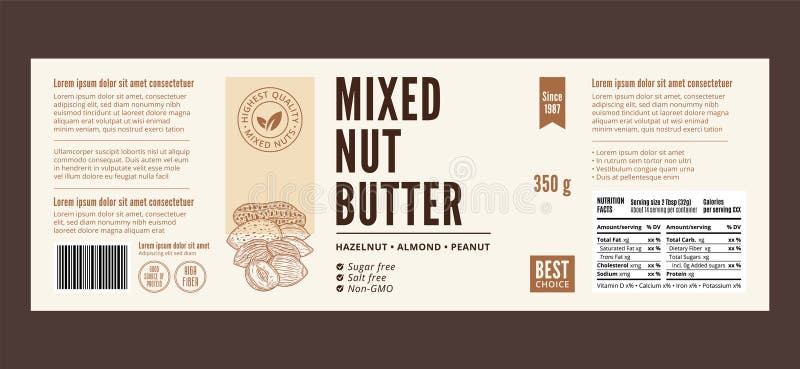 Mixed Nut Butter Label and Packaging Design Template Stock Vector ...