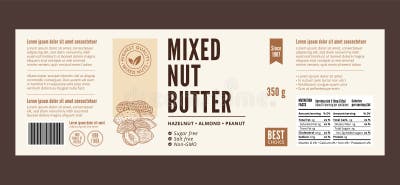 Mixed Nut Butter Label and Packaging Design Template Stock Vector ...