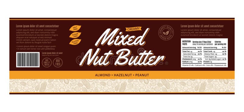 Mixed Nut Butter Label and Packaging Design Template Stock Vector ...