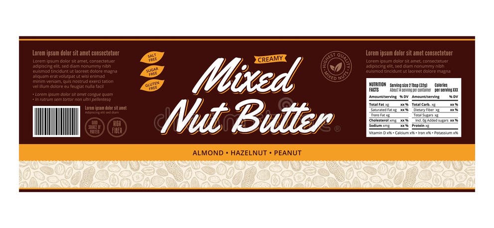 Mixed Nut Butter Label and Packaging Design Template Stock Vector ...