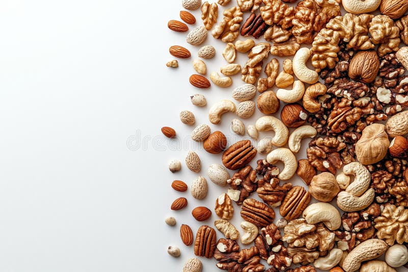 Mixed Nuts Forming a Border on White Background Stock Illustration ...