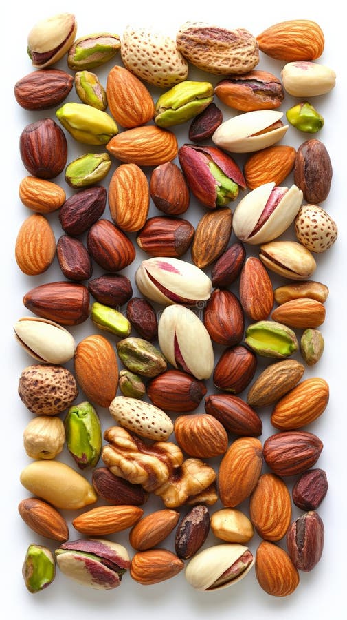 Mixed Nuts Forming a Rectangle on a White Background Stock Image ...