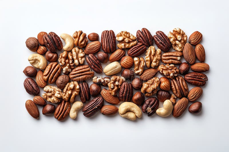 Mixed Nuts Forming a Rectangle on a White Background Stock Illustration ...
