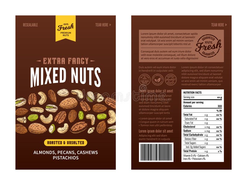 Mixed Nuts Packaging Design Template Stock Vector - Illustration of ...