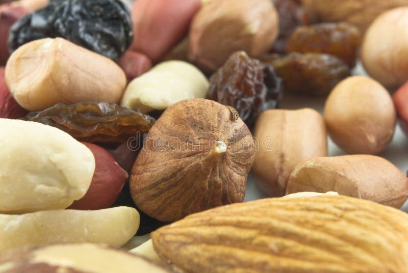 Mixed Nuts and Raisins Closeup Stock Photo - Image of nutritious, macro ...