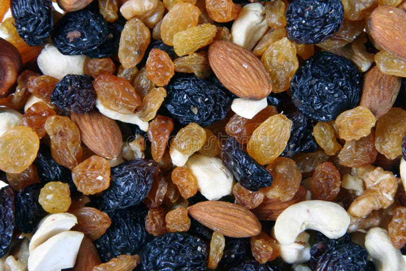 Mixed Nuts, Raisins and Dried Fruit Stock Image - Image of healthy ...