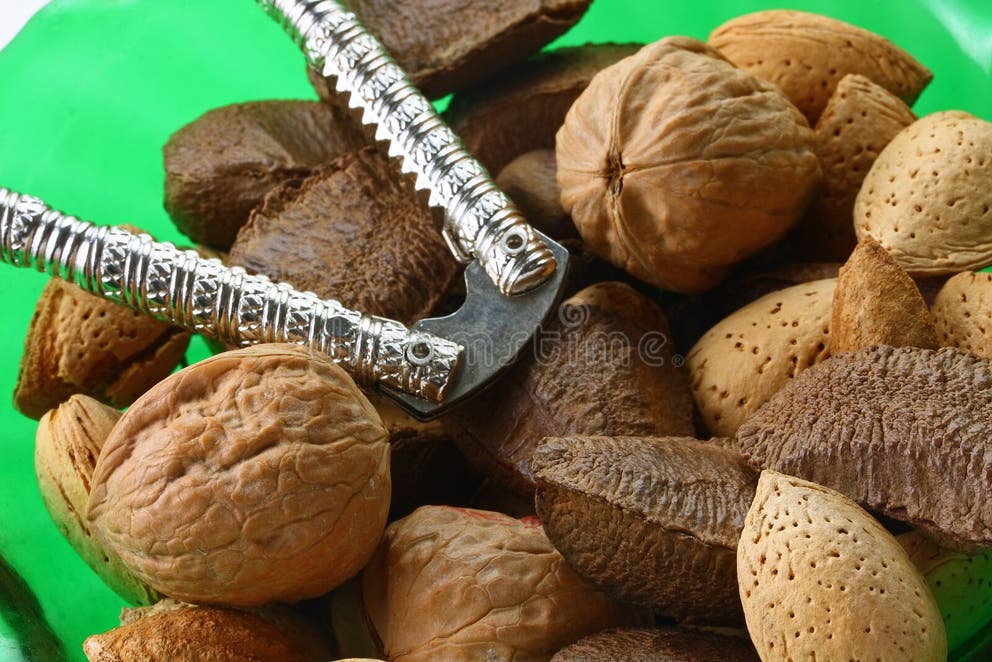 Mixed nuts in shell stock photo. Image of tool, horizontal - 7208460