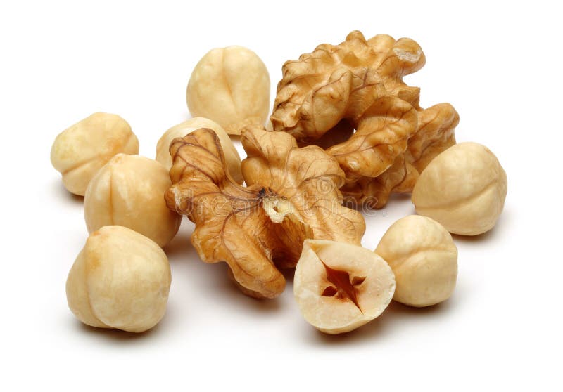 Mixed Nuts on White Background Stock Photo - Image of close, flavor ...