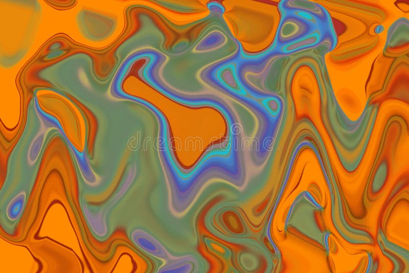 Swirl of Blue Dye Dissolved in Light Gray and Golden Pigment . Acrylic ...