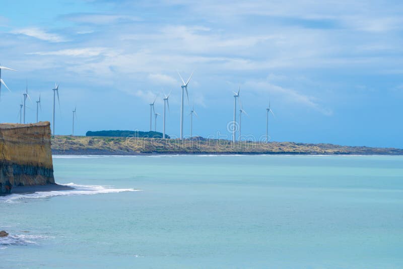 Patea Coastal Landscape Wind Farm Turbines Stock Image - Image of ocean ...