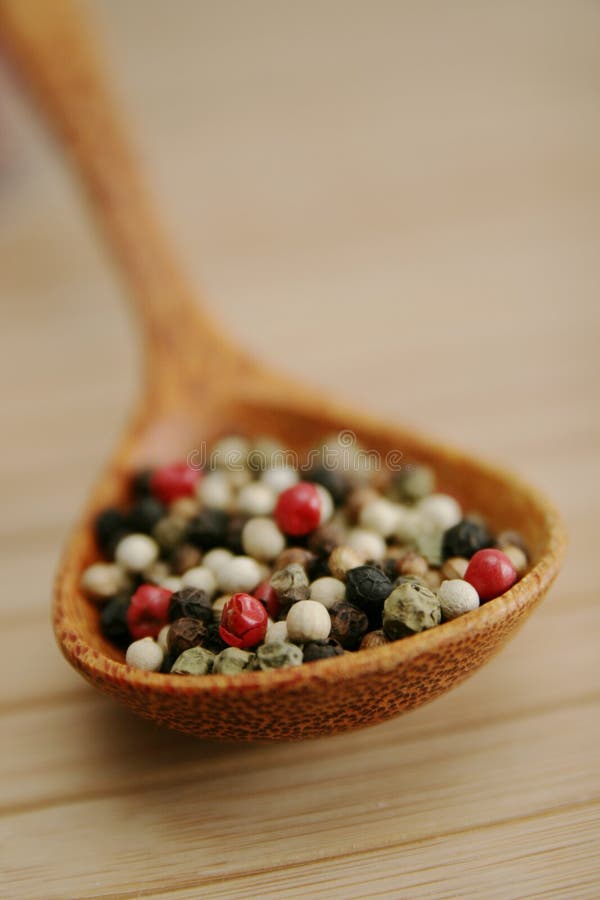 Mixed pepper in a spoon stock image. Image of mixed, cooking - 12452005