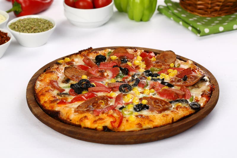 Mixed Pizza stock image. Image of gourmet, meal, grease - 96310141