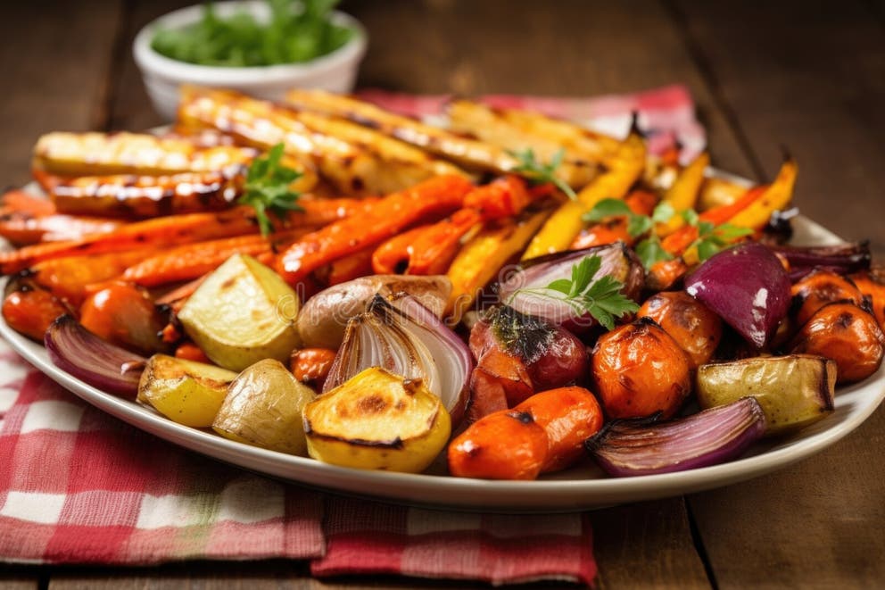 Mixed Platter of Grilled Root Vegetables Stock Photo - Image of ...
