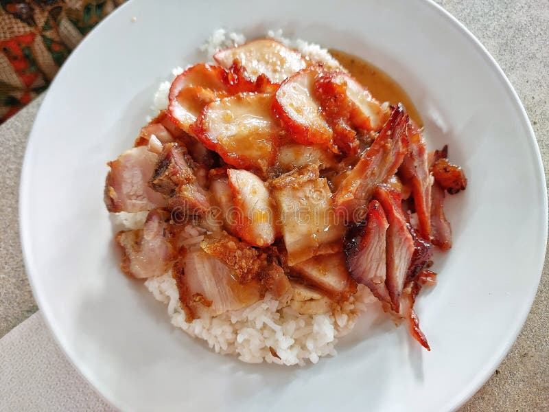 3 in 1 Mixed Pork (grilled Pork, Roasted Pork, BBQ) Serve with Steamed ...