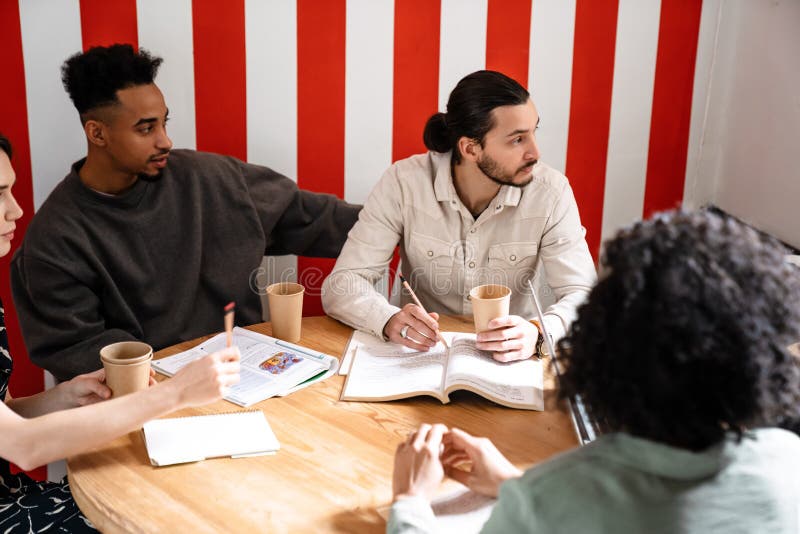 Mixed-race Group Shares Ideas Creative Thoughts with Multi-ethnic Mates ...