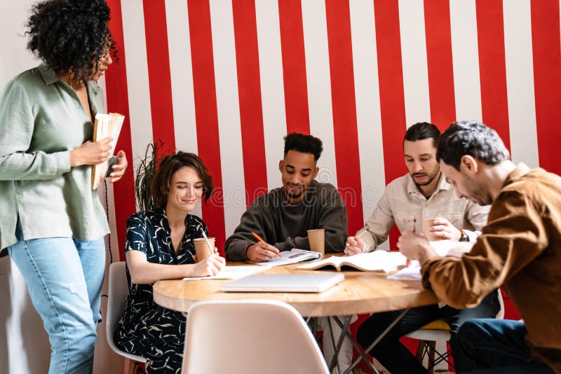 Mixed-race Group Shares Ideas Creative Thoughts with Multi-ethnic Mates ...