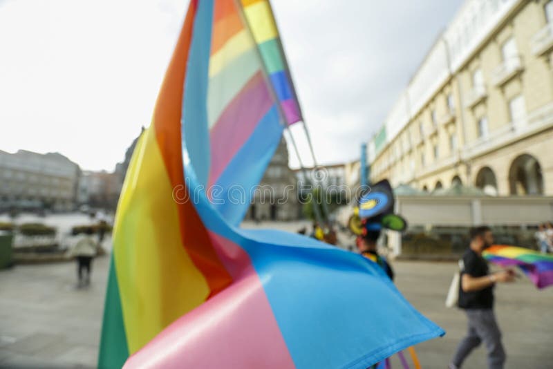 Mixed Rainbow and Transgender Pride Flags Stock Image - Image of ...