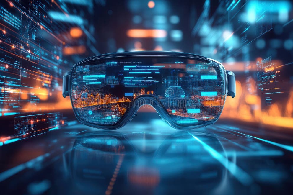 Mixed Reality Background with Augmented Reality UI Elements and Digital Textures for Futuristic ...