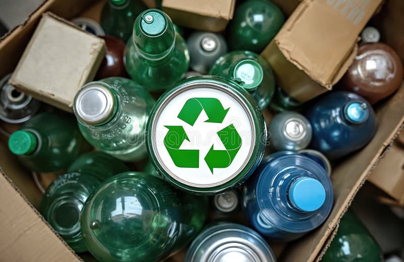 Sorting of Plastic Bottles and Containers in Colorful Recycling Bins ...