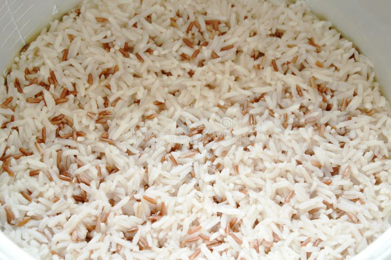 Mixed Red Cargo Rice Steamed in Cooking Pot Stock Photo - Image of ...
