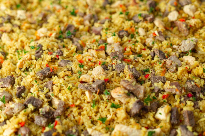 Mixed Rice with Meat Paella Stock Image - Image of casserole, delicious ...