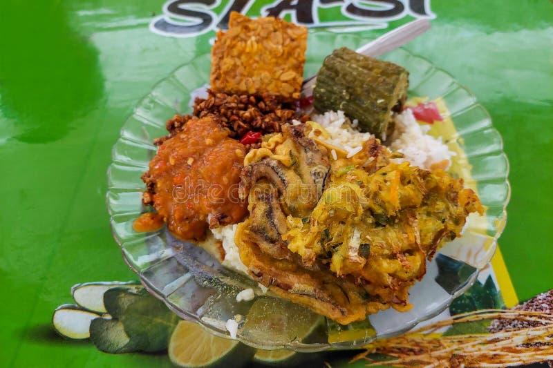 Mixed Rice and Side Dishes are Plated on a Green Table Stock Image ...