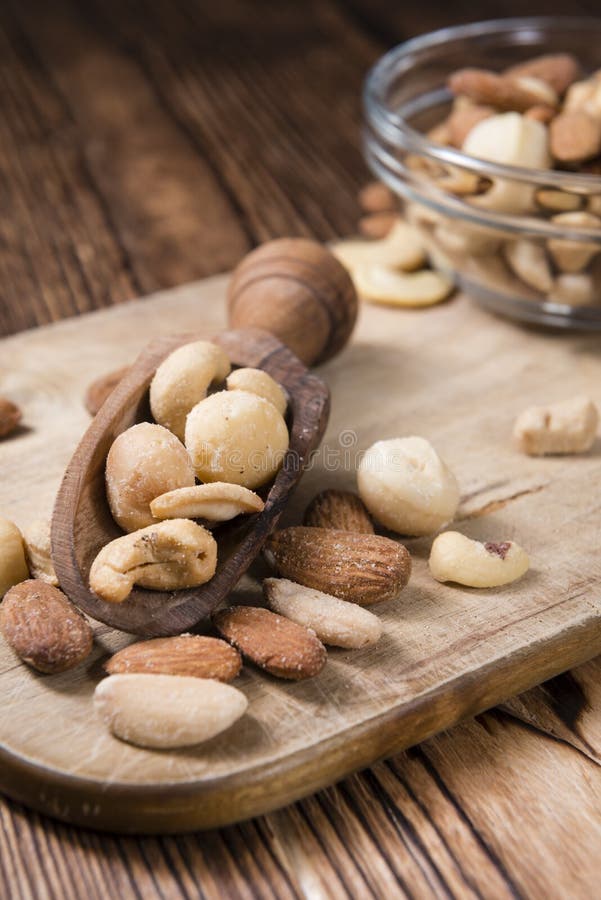 Mixed Roasted and Salted Nuts Stock Image - Image of healthy, brown ...