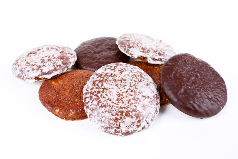 Mixed round gingerbread stock photo. Image of white, brown - 83436018