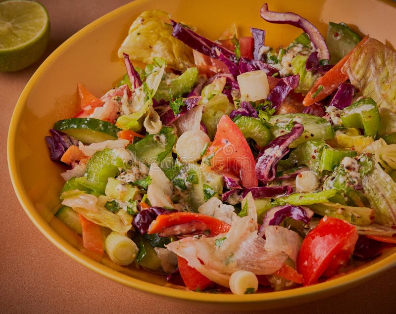 Mixed salad in a bowl. stock image. Image of summer - 247046367