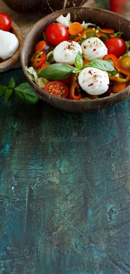Mixed Salad with Mozzarella Stock Photo - Image of italian, copy: 127319378