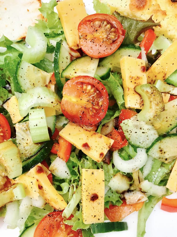 Mixed salad stock image. Image of chopped, closeup, cucumber - 96415867