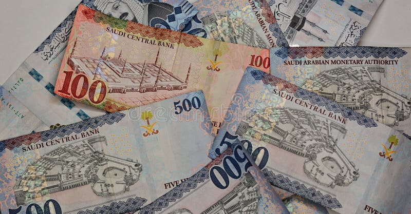 Saudi Riyal Banknotes of Five Hundred Riyals and One Hundred Riyals ...