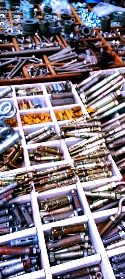 Mixed of bolts and nuts stock image. Image of equipment - 292446131