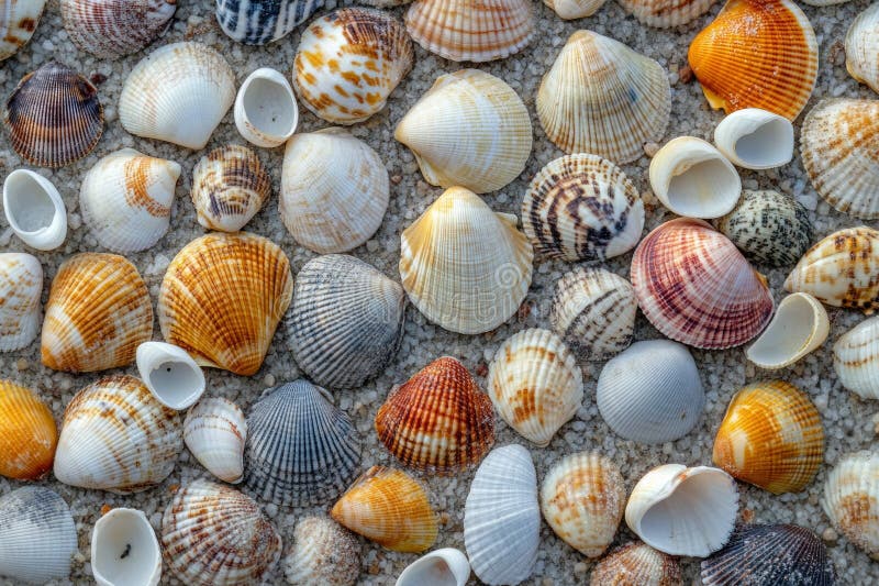 Mixed Seashells on Soft White Surface. AI Image Stock Photo - Image of ...