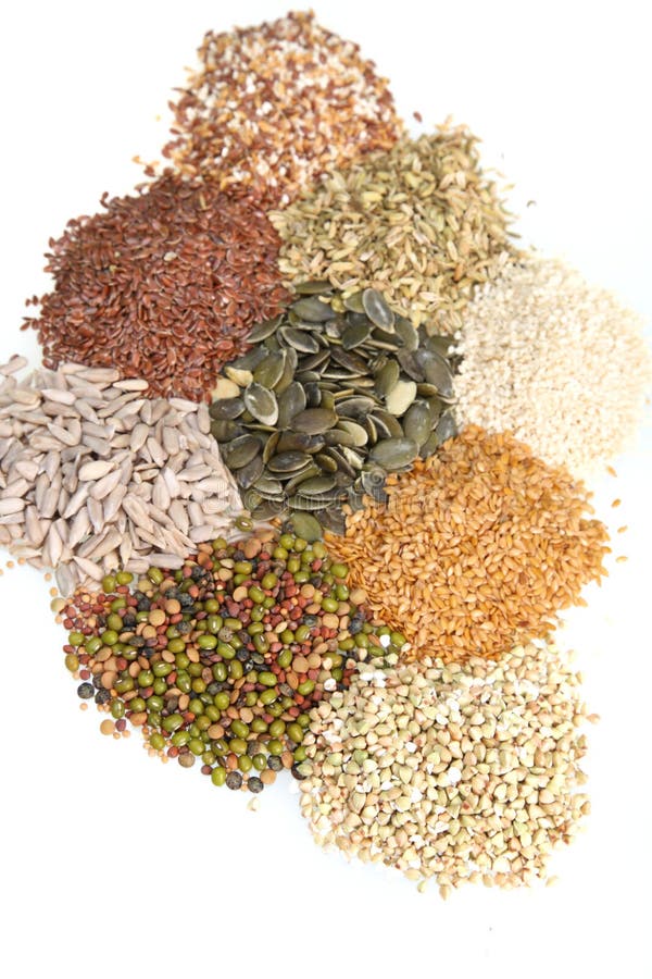 Mixed Seeds Arranged on a White Background Stock Image - Image of ...