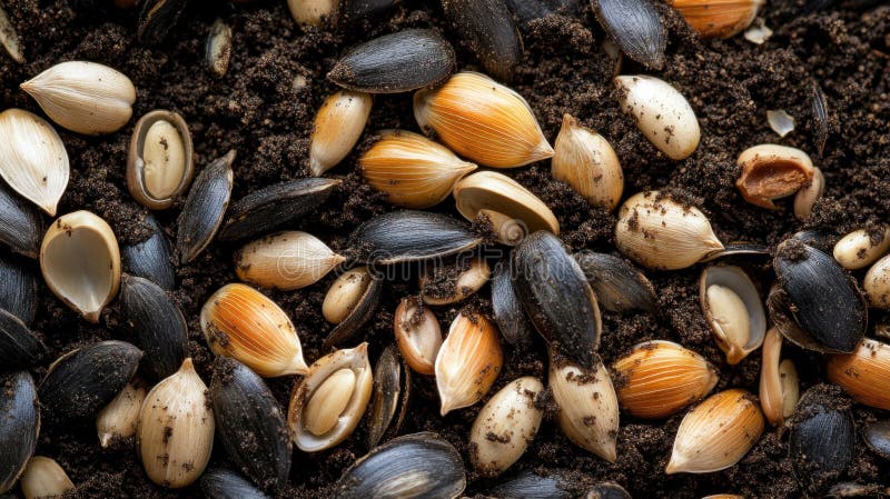 Mixed Seeds on Rich Soil Surface with Various Textures for Gardening ...