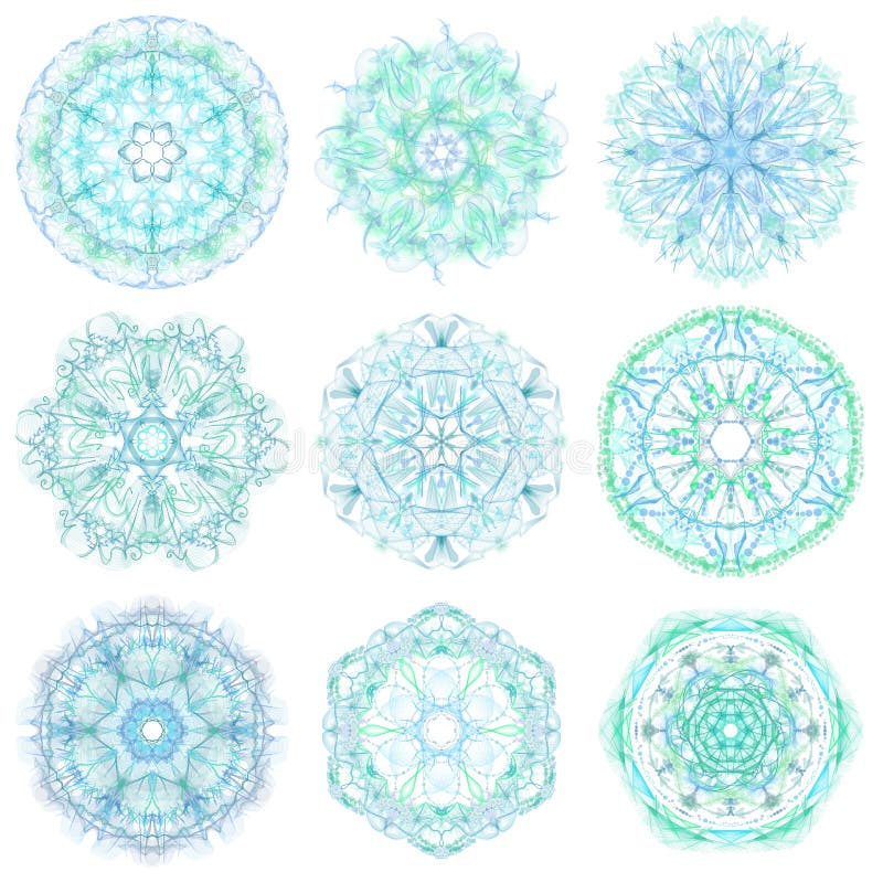 Mixed Set of Circular Abstract Elements on a White Background Stock ...