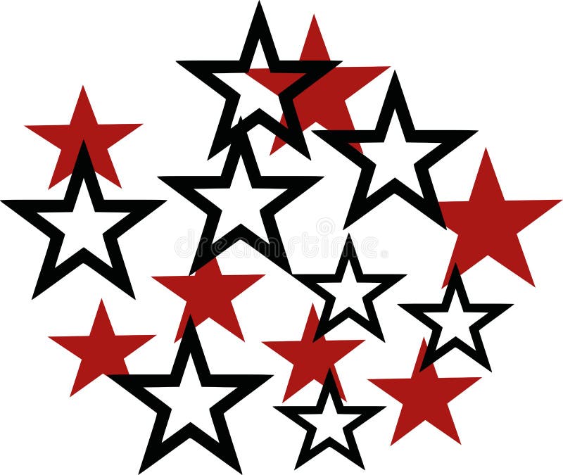 Mixed Set of Red and Black Outlined Stars Stock Vector - Illustration ...
