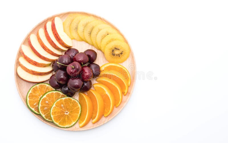 Mixed sliced fruit stock image. Image of healthy, plate - 93142035