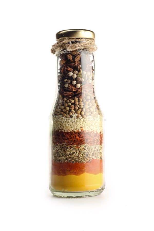 Mixed spices in a bottle stock photo. Image of container - 60415132