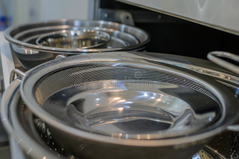 Kitchen Steel Plate Utensils Stacking Properly Stock Photos - Free ...