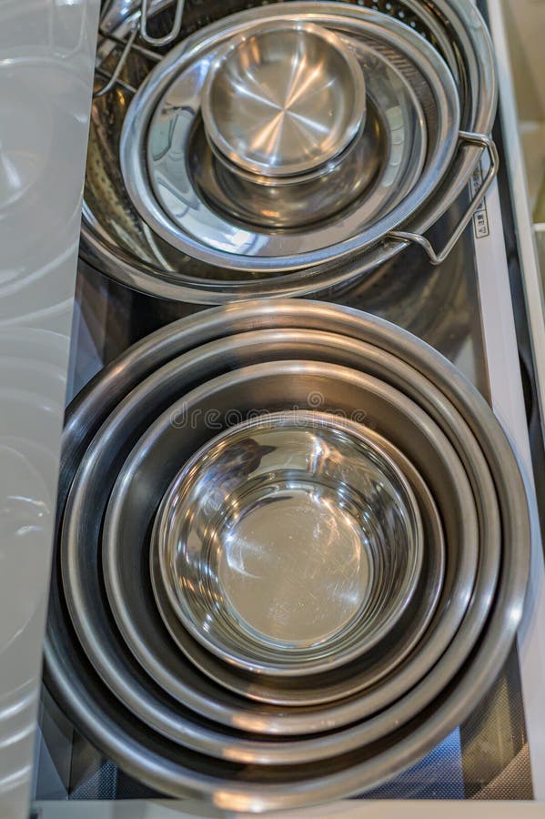 A Mixed Stack of Kitchenware and Utensils in a Drawer. Stock Image ...