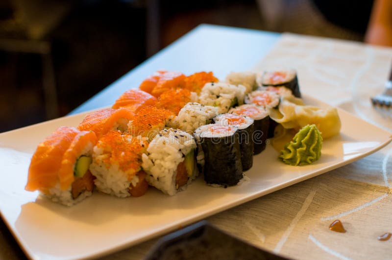 Mixed sushi dish stock photo. Image of delicacy, gourmet - 57110340