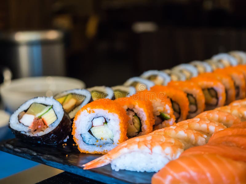 Mixed sushi set stock photo. Image of rice, asian, orange - 147563486