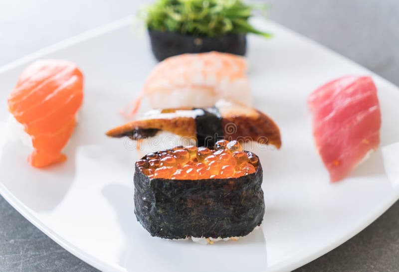 Mixed sushi set stock photo. Image of aburi, mixed, food - 91919184
