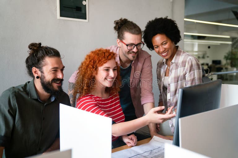 Mixed Team of Software Engineers Brainstorming Ideas. Diverse App Developers Collaborating As ...