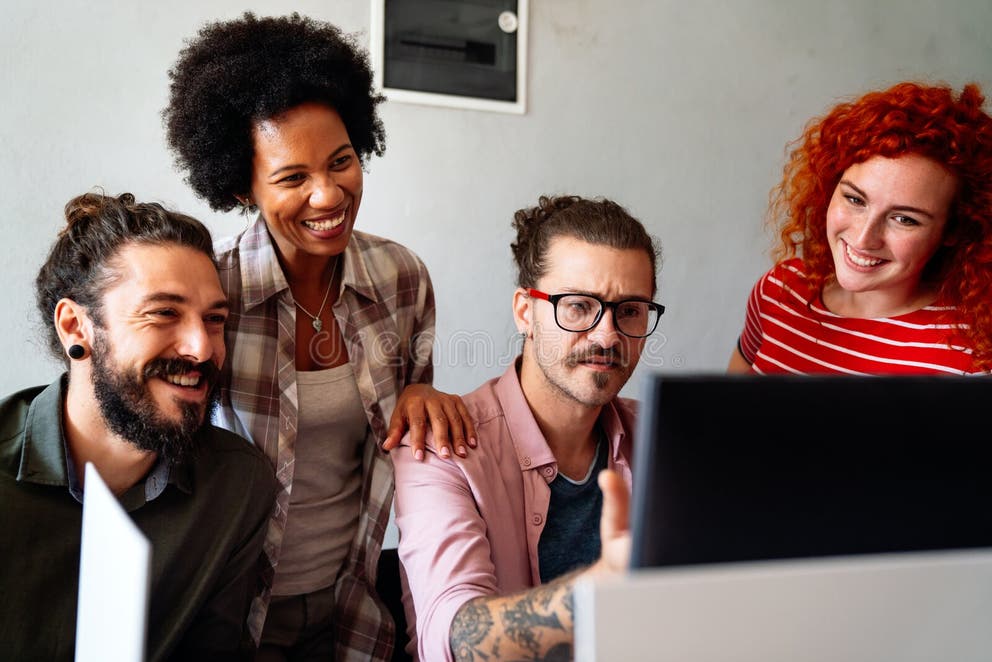 Mixed Team of Software Engineers Brainstorming Ideas. Diverse App Developers Collaborating As ...