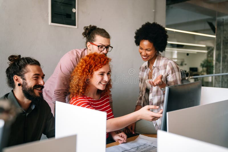 Mixed Team of Software Engineers Brainstorming Ideas. Diverse App Developers Collaborating As ...