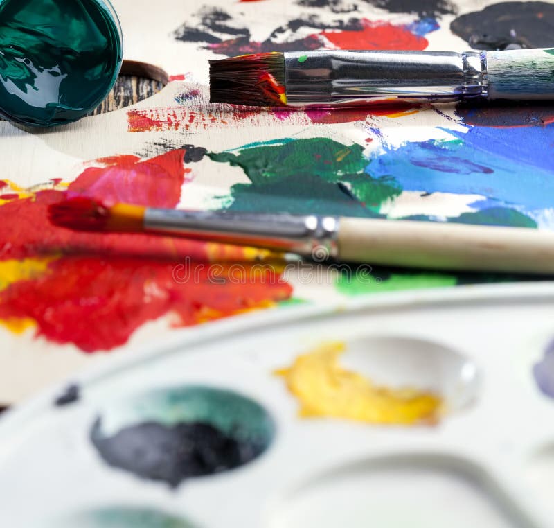 Mixed Together Multi-colored Paints for Creativity and Drawing Stock ...
