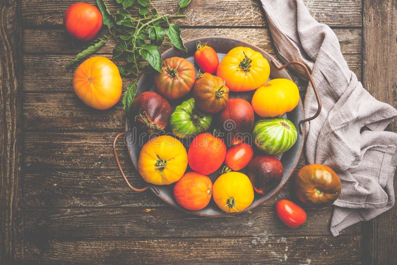 Mixed tomatoes top view. stock photo. Image of cherry - 227452690